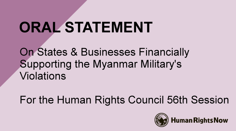 HRC56 Oral Statement on Myanmar - Human Rights Now Global Site